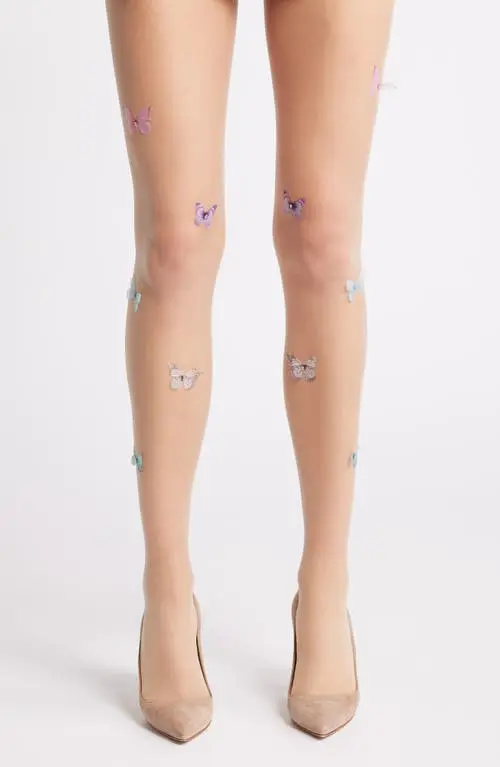 HIGH HEEL JUNGLE Pixie Butterfly Tulle Tights - Beige