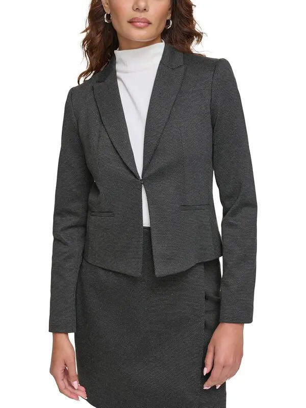 Buy Calvin Klein Heathered Knit Openfront Blazer - Grey At 69% Off ...