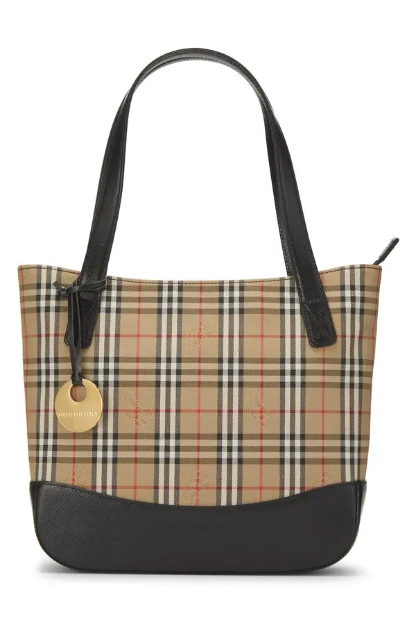 Burberry Haymarket Canvas Handbag - Beige