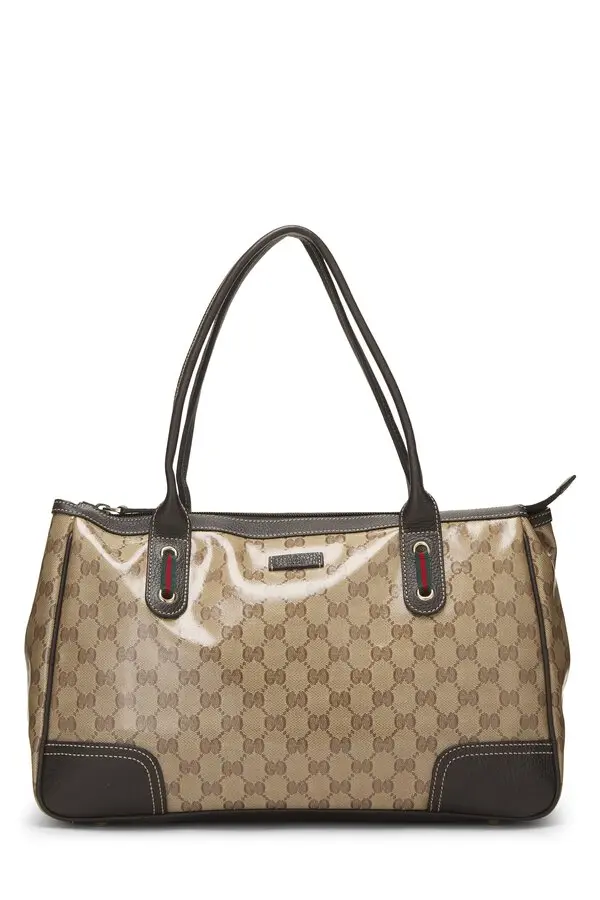 Gucci Original Gg Crystal Canvas Princy Tote Bag - Brown
