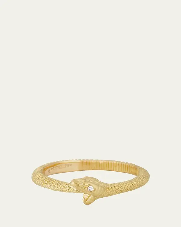 ANTHONY LENT 18k Yellow Gold Ouroboros Ring With Diamonds