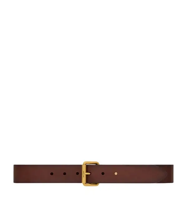 Saint Laurent Leather Motorcycle Belt - Brown