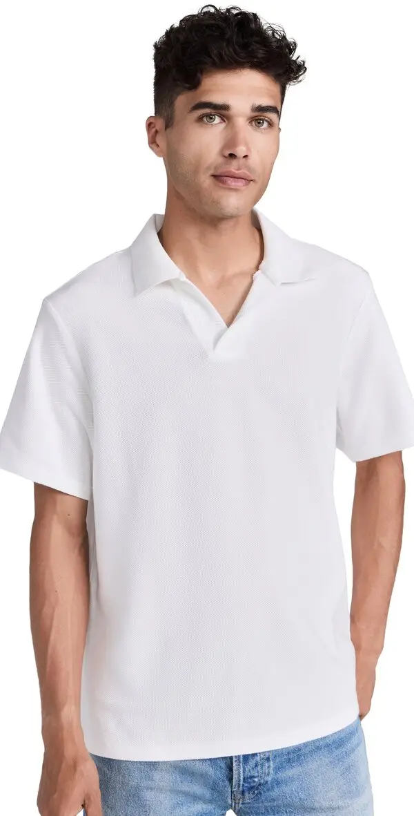 FRAME Short Sleeve Jacquard Polo - Off White