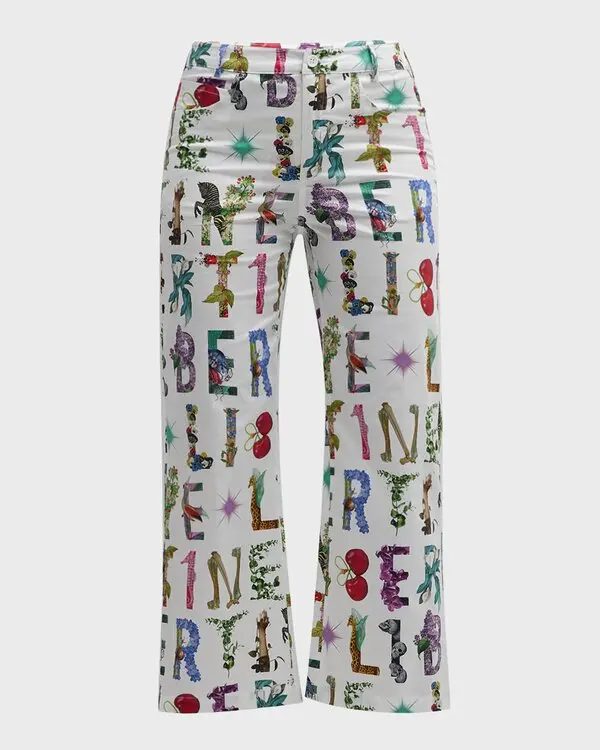 Libertine Deco Letters Wide-leg Cropped Pants