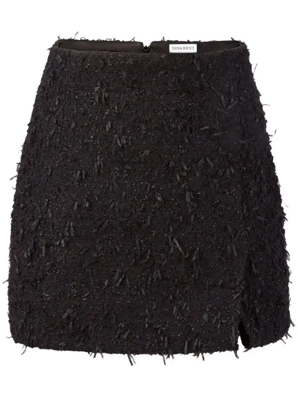 Nina Ricci Frayed Tweed Mini Skirt