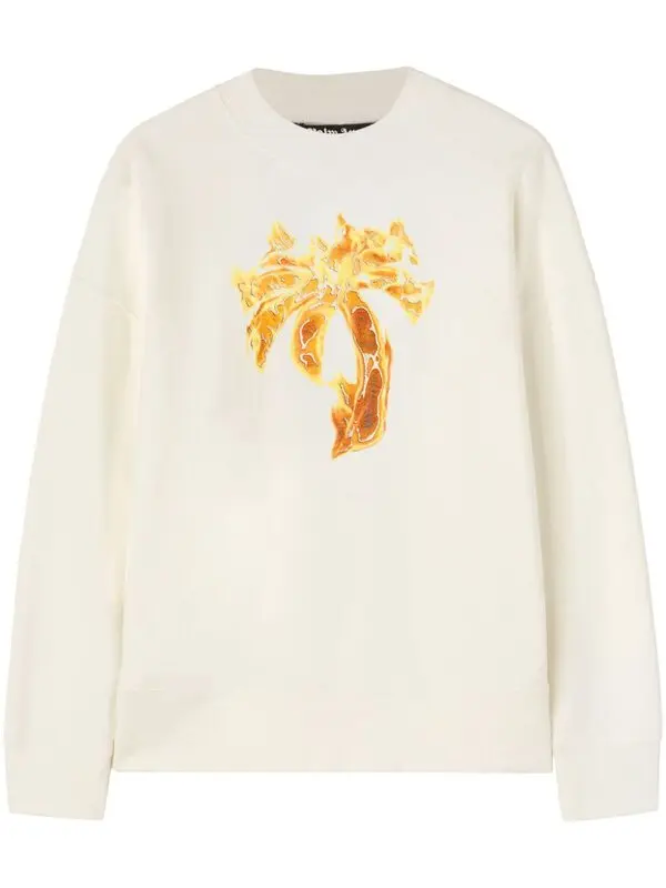 Palm Angels Burning Palm Cotton Sweatshirt
