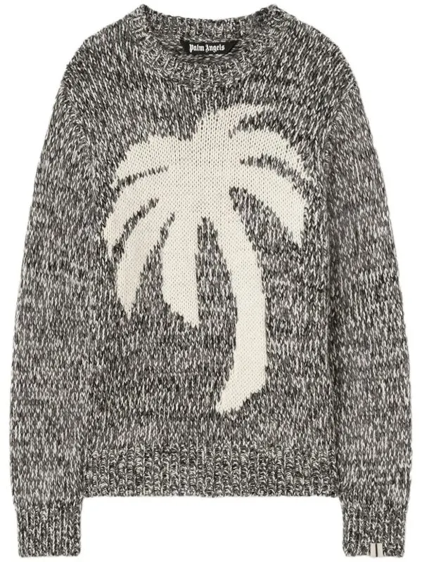 Palm Angels Palm Tree Print Jumper - Grey
