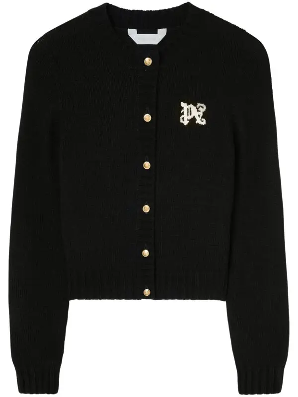 Palm Angels Monogram Intarsia Cardigan - Black