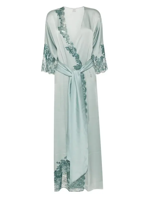 Carine Gilson Calais-caudry Lace-trim Silk Robe