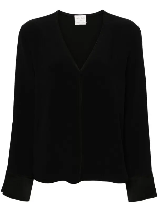 FORTE_FORTE V-neck Crepe Blouse