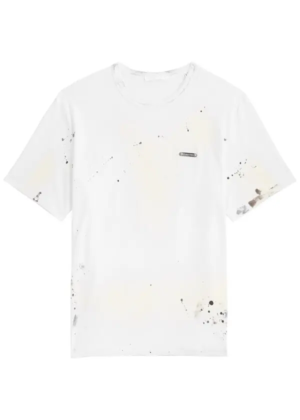 Helmut Lang Distressed Printed Cotton T-shirt