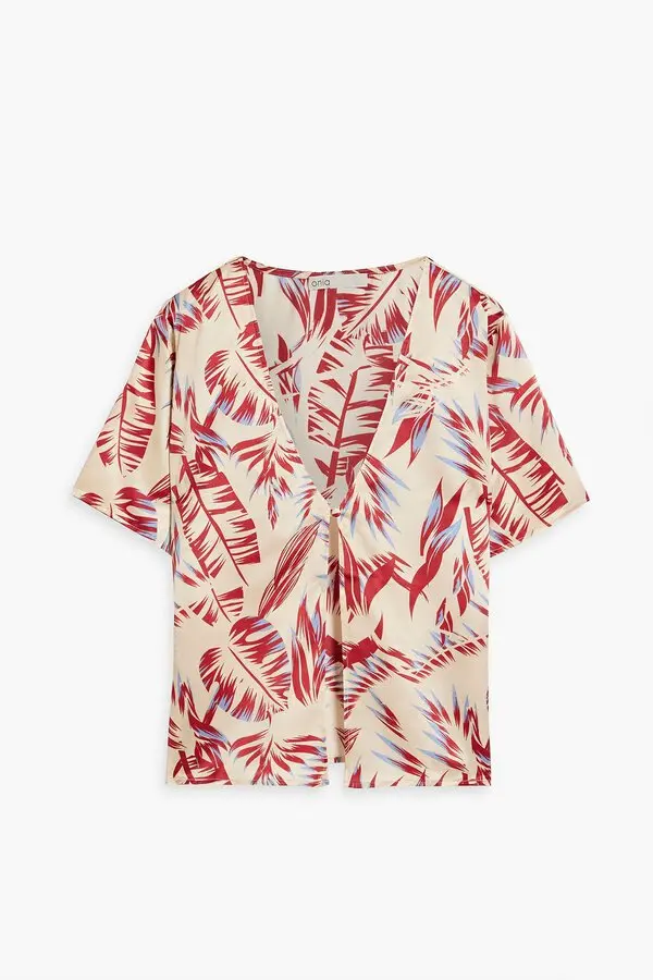 Onia Printed Silk-satin Top