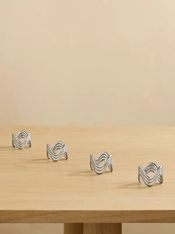 L'Objet Ripple Set Of Four Platinum-plated Napkin Rings - Silver