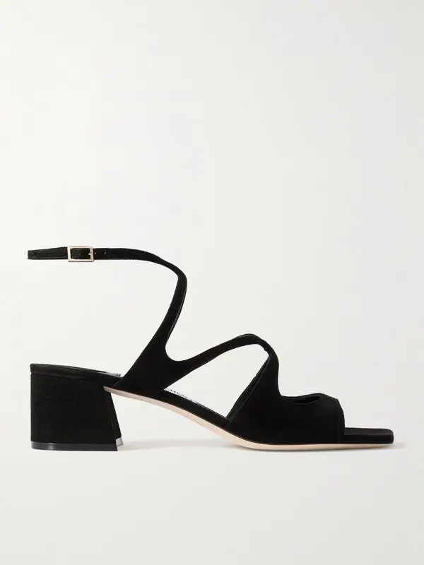 JIMMY CHOO Azilia 45 Suede Sandals - Black