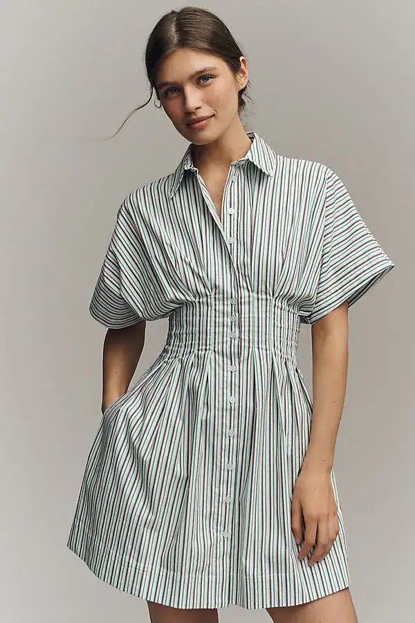 blue and green knit dress Green & White Wavy Knit Stripe Wilder Dress