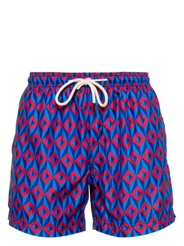 PENINSULA SWIMWEAR Ponente Geometric-print Swim Shorts - Blue