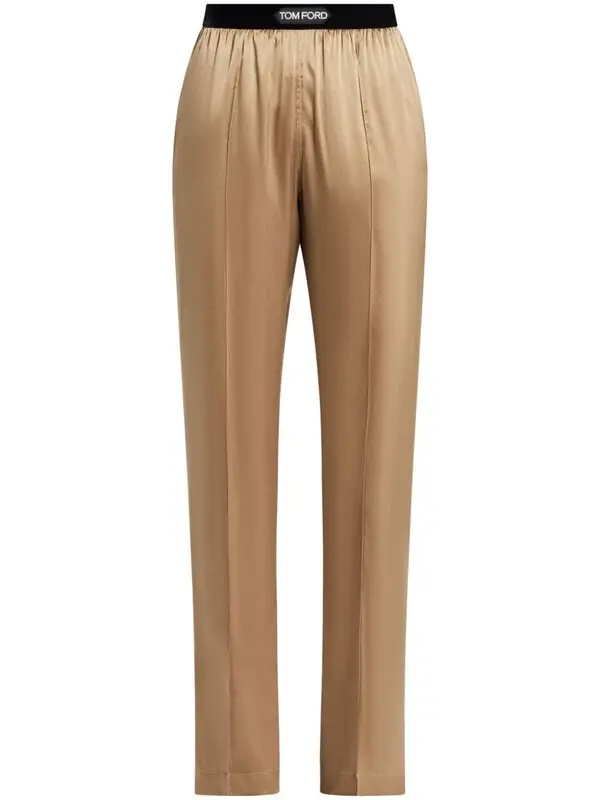 TOM FORD Straight-leg Satin Trousers - Neutrals