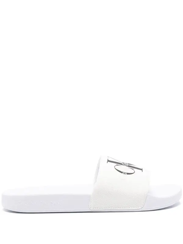 Calvin Klein Logo-print Canvas Slides