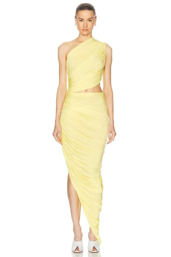 Alaïa Asymmetrical One Shoulder Maxi Dress - Jaune Clair