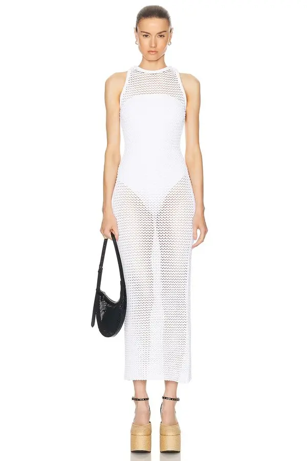 Alaïa Open Knit Maxi Dress - Blanc