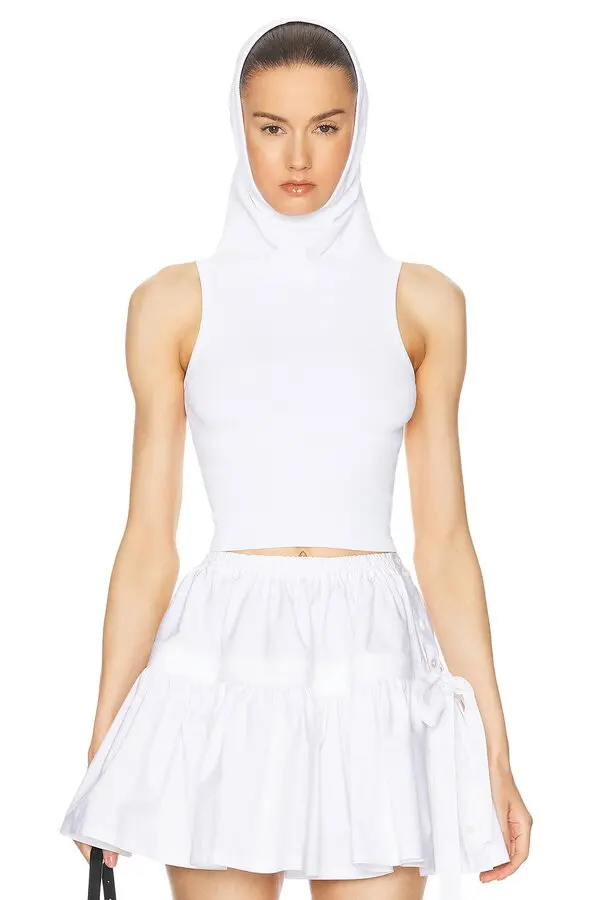 Alaïa Crop Hooded Tank Top - Blanc