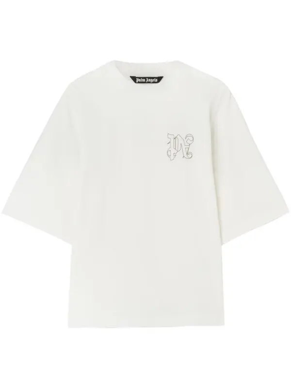 Palm Angels Pa Monogram-embroidered T-shirt - White