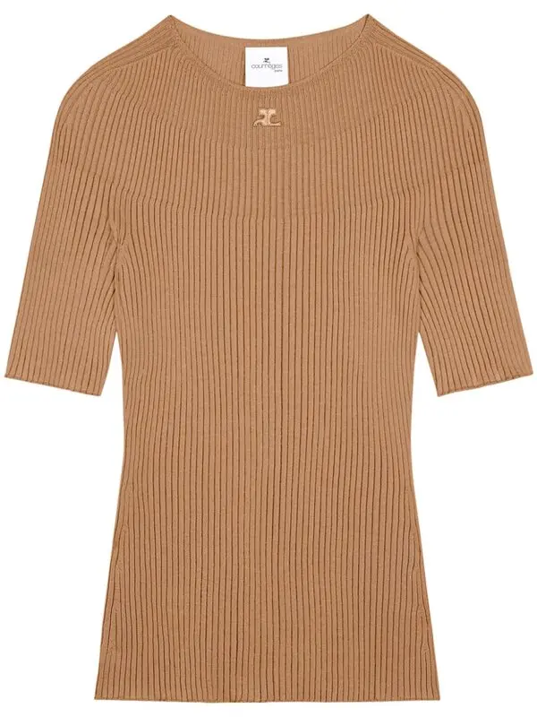 COURREGES Solar Ribbed Knit Sweater - Brown