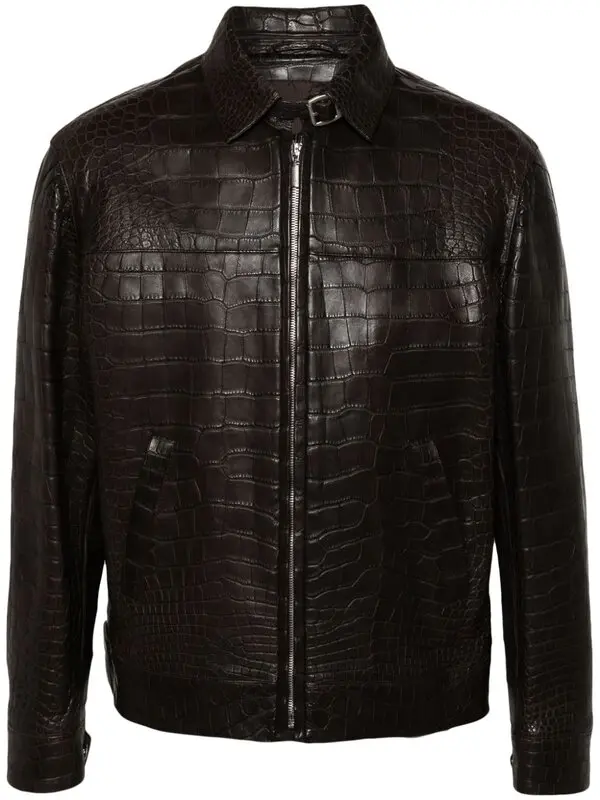 Brioni Embossed Leather Jacket