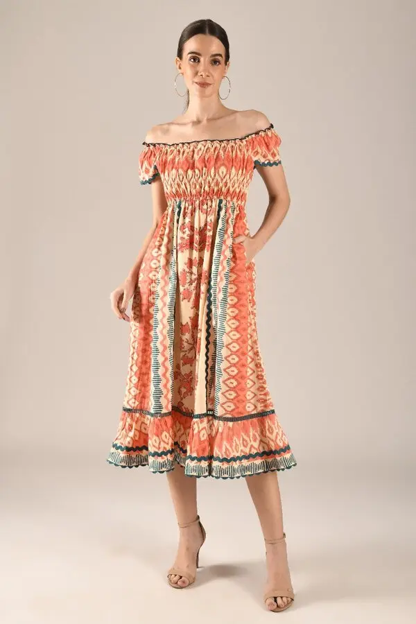 ASH & EDEN Sirin Off-shoulder Midi Dress