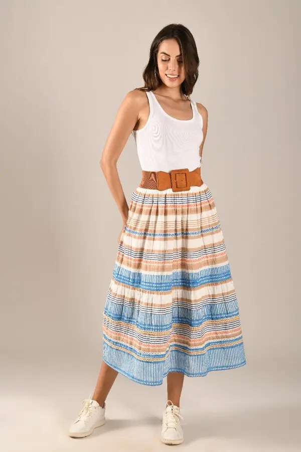 ASH & EDEN Reema Tiered Midi Skirt