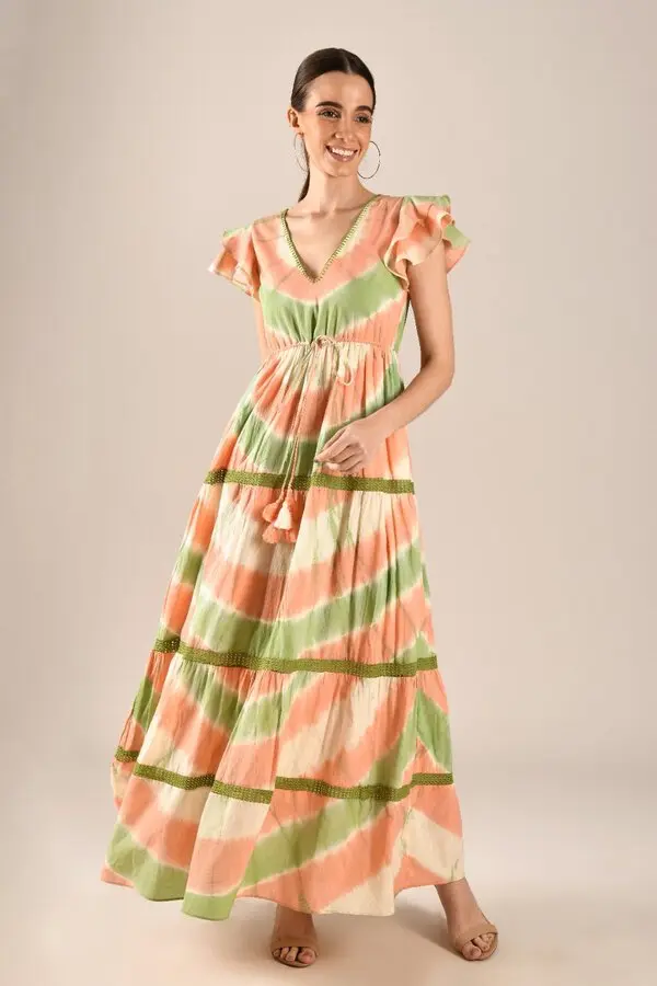 ASH & EDEN Lorena Tiered Maxi Dress With Fringe