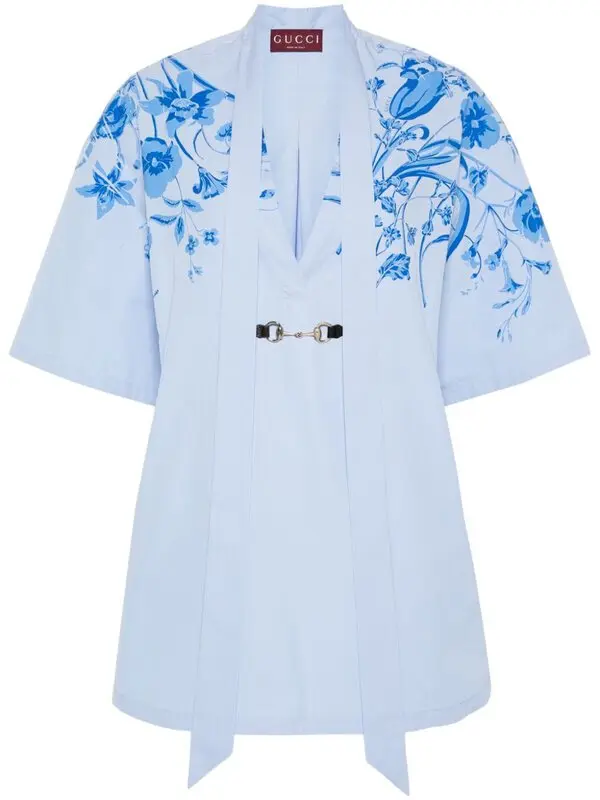 Gucci Horsebit-detail Poplin Dress