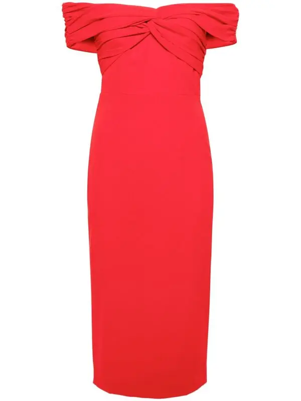 SELF-PORTRAIT Off-shoulder Crepe Midi Dress