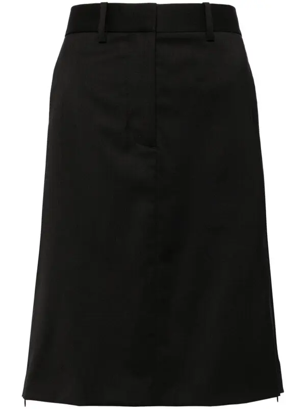Helmut Lang Straight Wool Skirt - Black