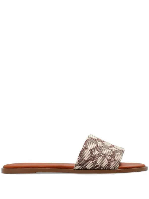Coach Monogram Print Leather Sandals - Neutrals
