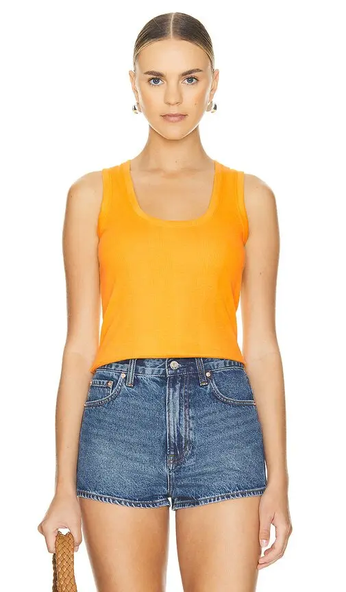 Goldie Cotton Rib Crop Tank - Citrus