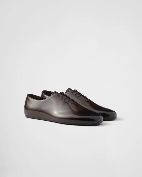 Prada Brushed Leather Lace-up Shoes - Sienna