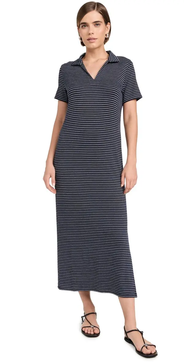 Rag & Bone Knit Stripe Midi Polo Dress In Nvymulti - 75% Off | Editorialist
