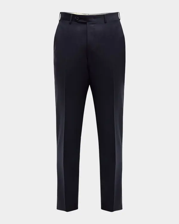 Canali Solid 150s Wool Twill Pants - Navy