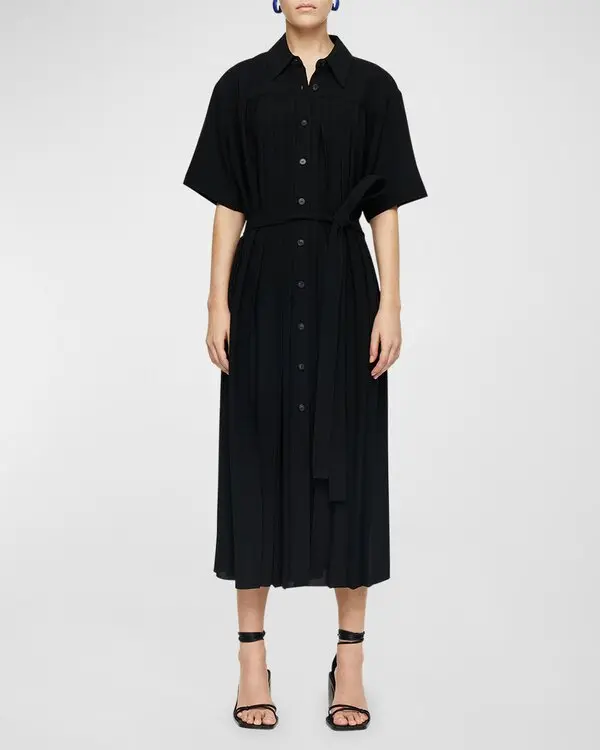JOSEPH Arcade Pleated A-line Midi Shirtdress