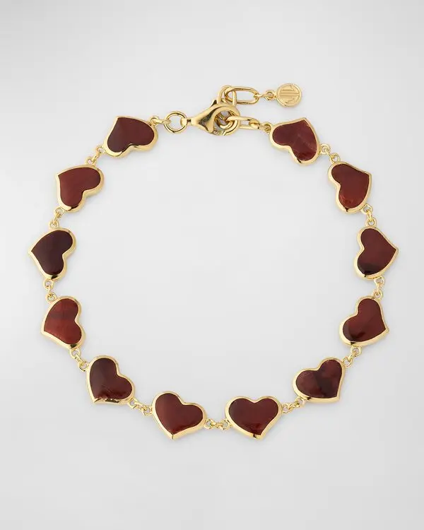 JAN LESLIE 18k Gold Plated Heart Bracelet - Tigers Eye