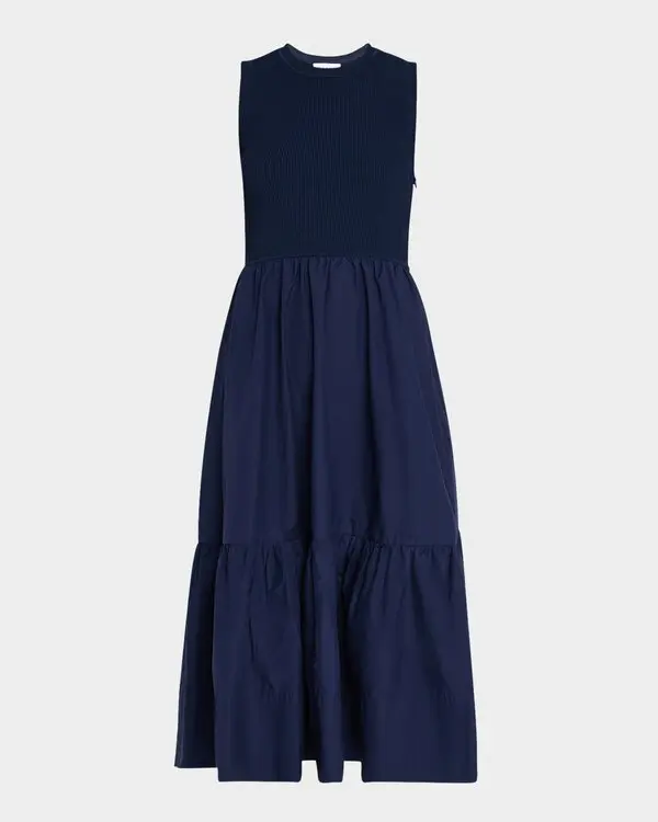 Tanya Taylor Josephina Sleeveless Midi Dress - Maritime Blue
