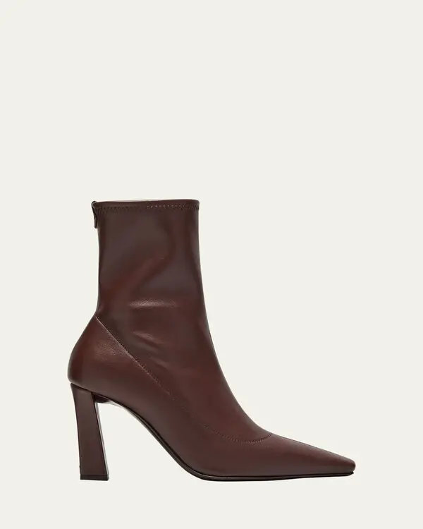 GIUSEPPE ZANOTTI Barbaro Stretch Leather Ankle Booties - Choco