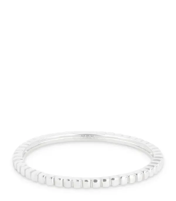 ASTRID & MIYU White Gold Ridged Band Ring - Silver