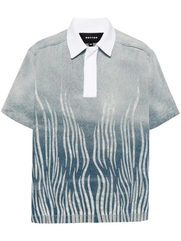 BOTTER Graphic-print Organic Cotton Polo Shirt - Blue