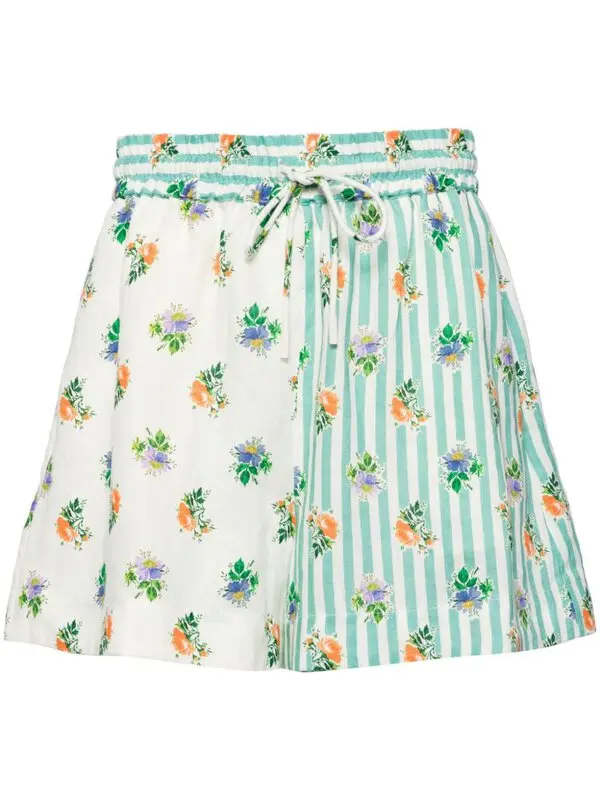 ALEMAIS Floral-print Linen Shorts - Neutrals