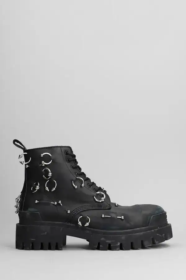 Balenciaga Strike Piercing Combat Boots In Black - 33% Off 