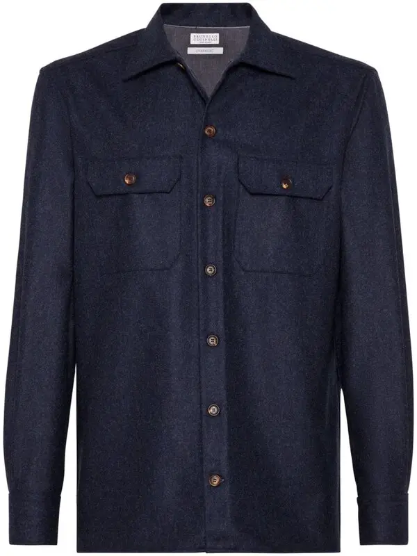 Brunello Cucinelli Long-sleeve Flannel Overshirt - Blue