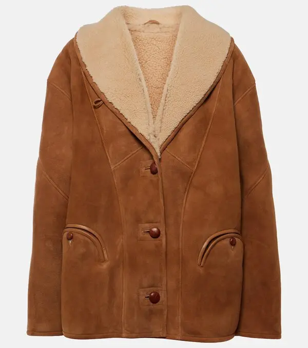 BLAZÉ MILANO Tatoosh Shearling-lined Suede Jacket - Beige