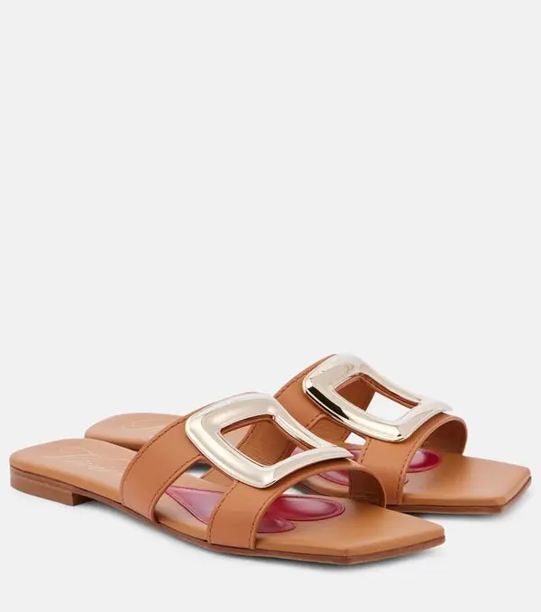 ROGER VIVIER Viv' The Sea Leather Sandals - Brown